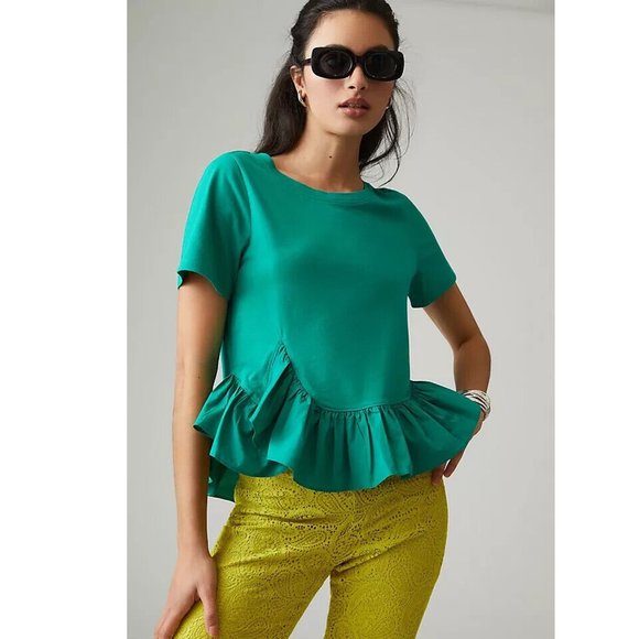 Maeve | Tops | Maeve Anthropologie Rufflehem Blouse Top Solid Black ...